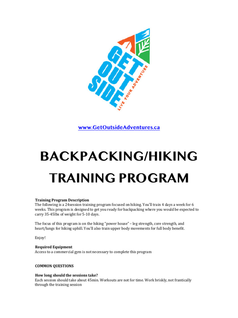 6-Week Hiking Training Program | PDF | Physical Exercise | Physical Fitness