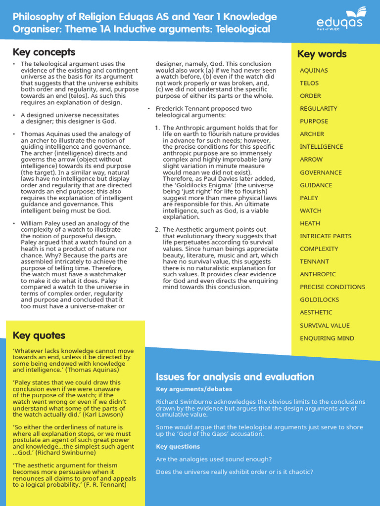 Religious Studies Eduqas AS and Year 1 C2 Philosophy of Religion Theme ...