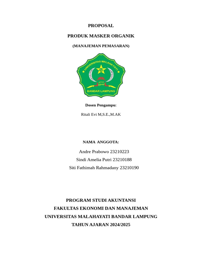 Proposal Manajeman Pemasaran 1 KLMPK 4 | PDF