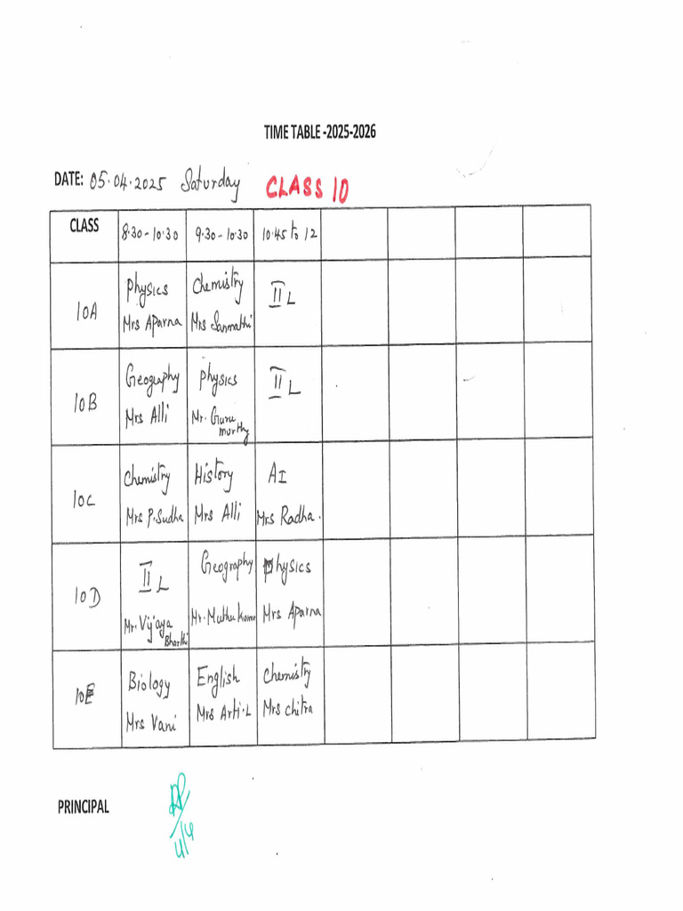 05.04.2025 - .Class 10 Schedule | PDF