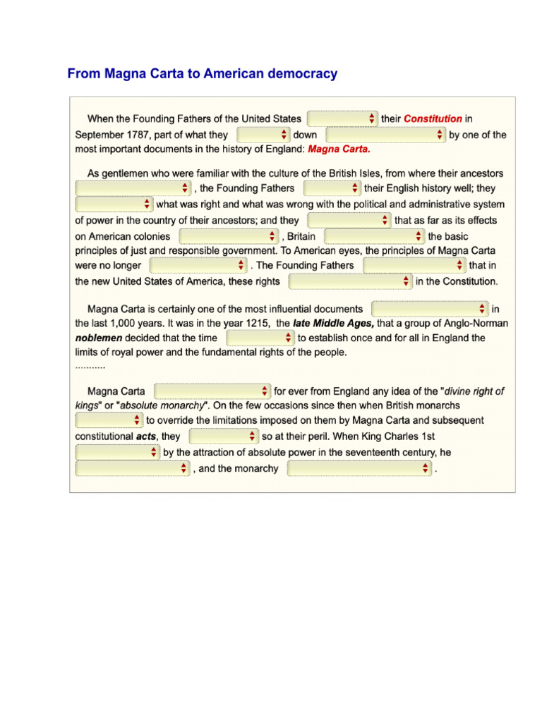 From Magna Carta To American Democracy Questions | PDF