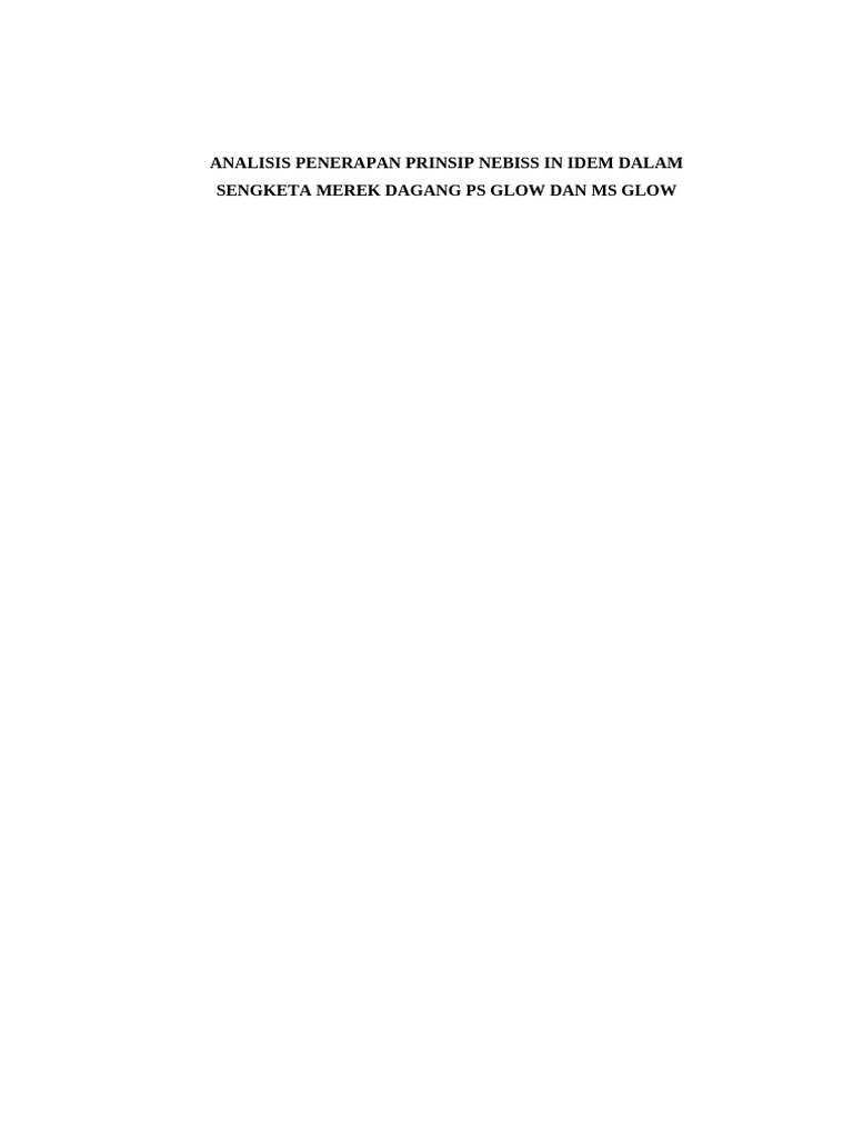 Nebis in Idem dalam Sengketa Merek Glow | PDF