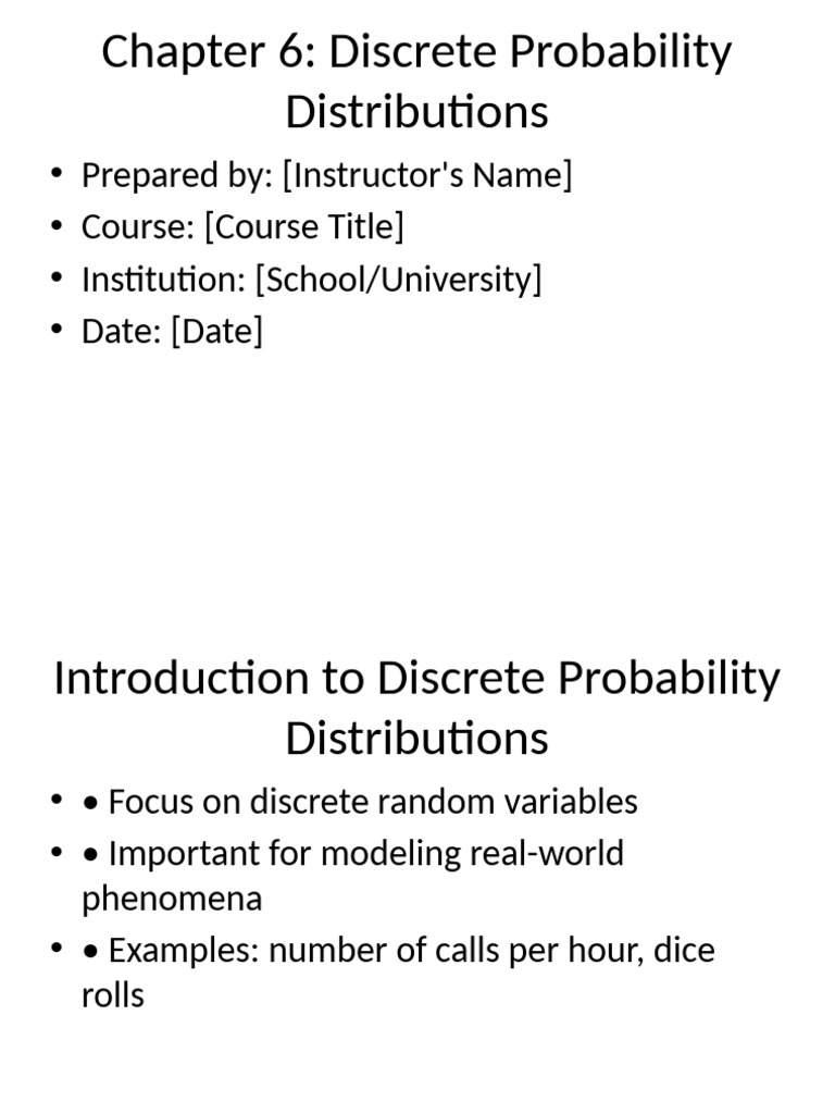 Chapter 6 Discrete Probability Distributions Teacher (1) | PDF | Probability Distribution | Variance