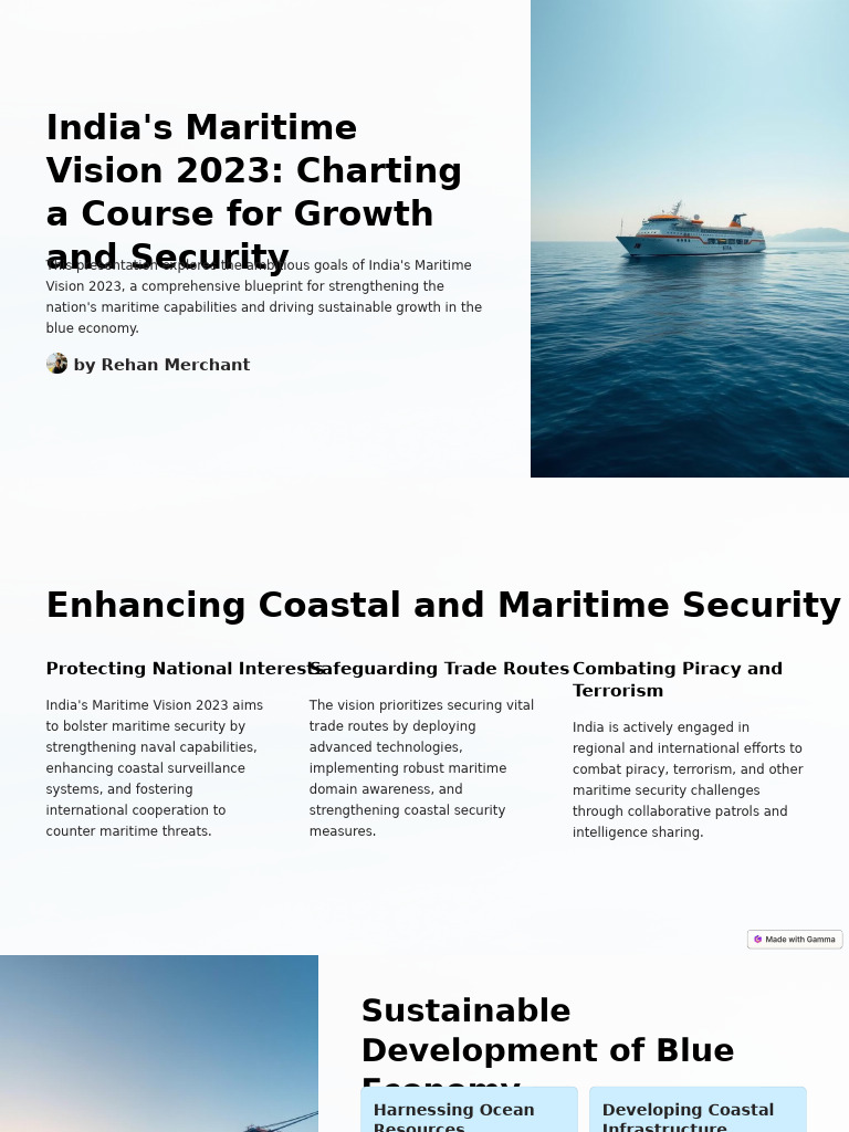 Indias Maritime Vision 2023 Charting A Course For Growth and Security | PDF | Oceans | Port