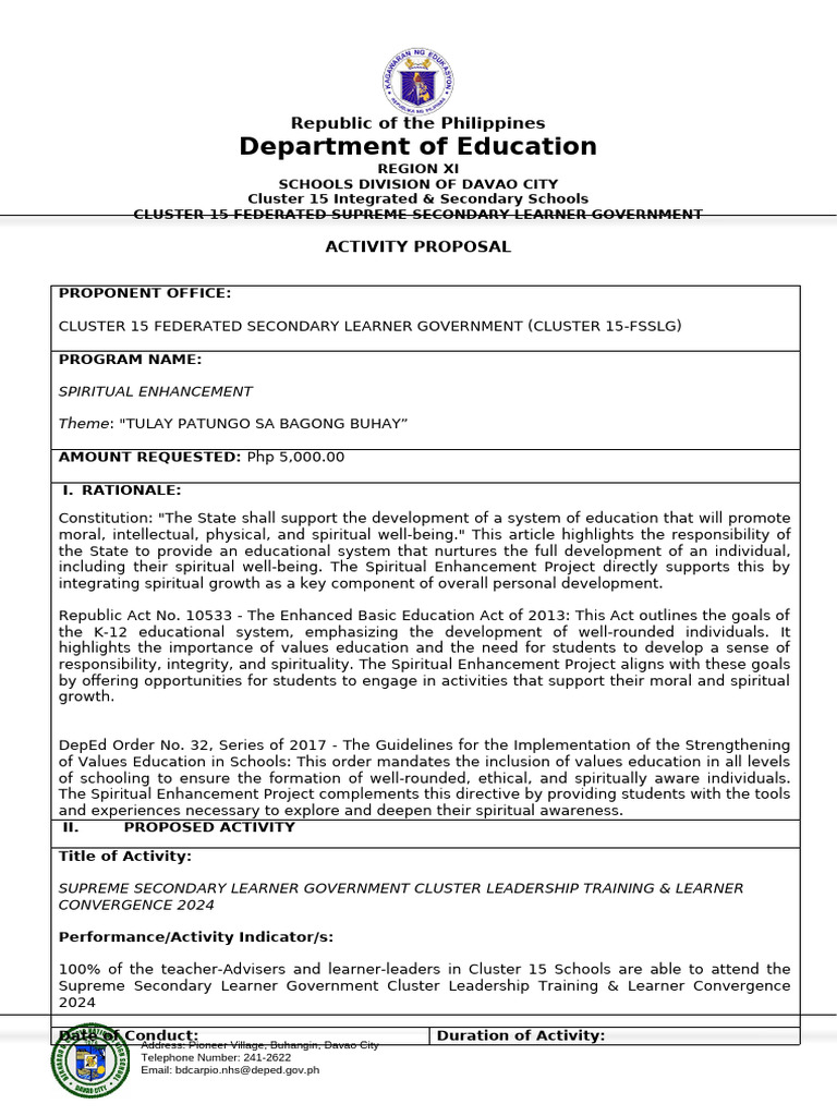 Activity Proposal SSLG CLT 2024 With e Signature 1 2 | PDF | Personal ...