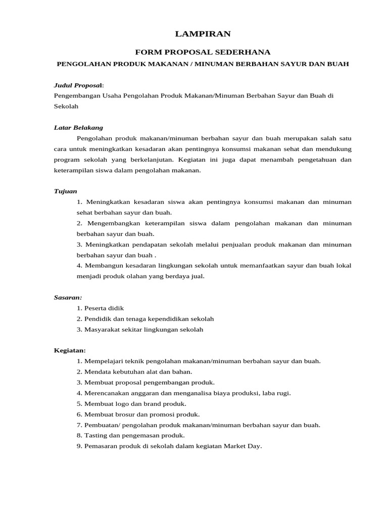 Lampiran Form Proposal Sederhana | PDF
