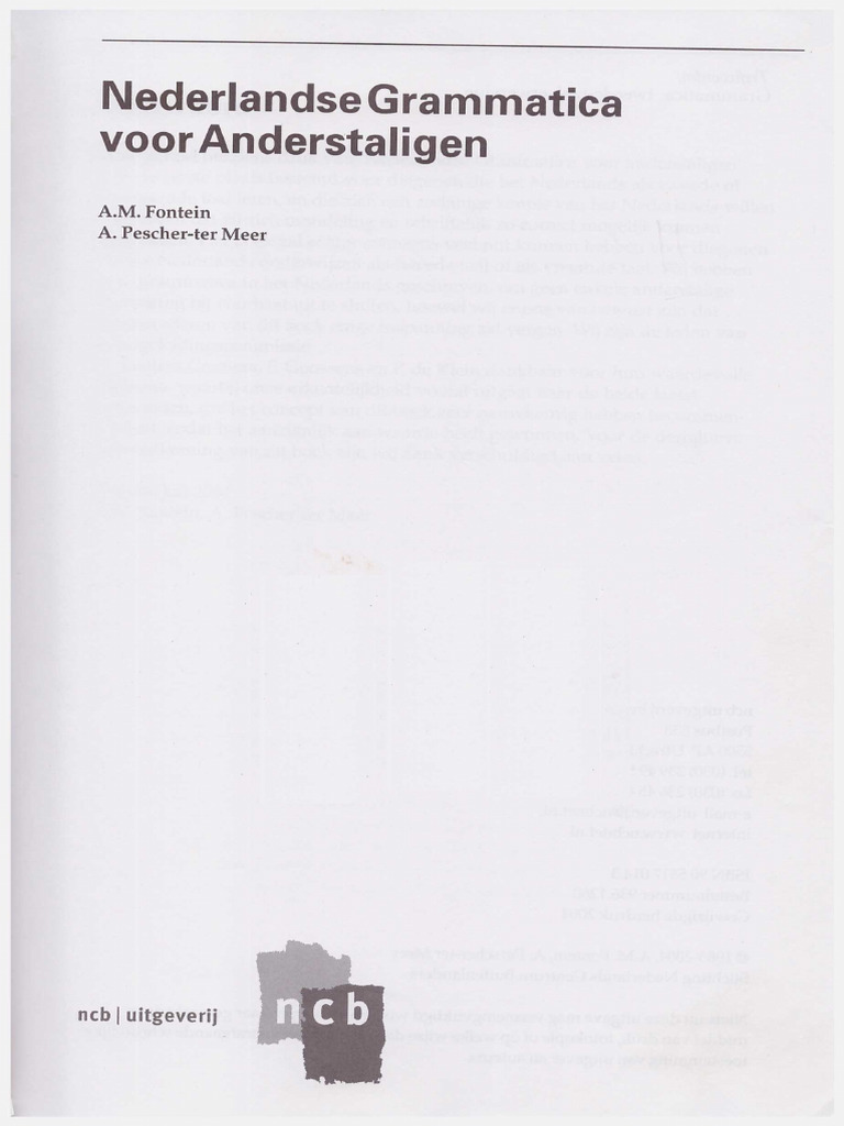 Perscher-ter Nederlandse Grammatica Voor Anderstalingen Грамматика Голландского Языка Для ...