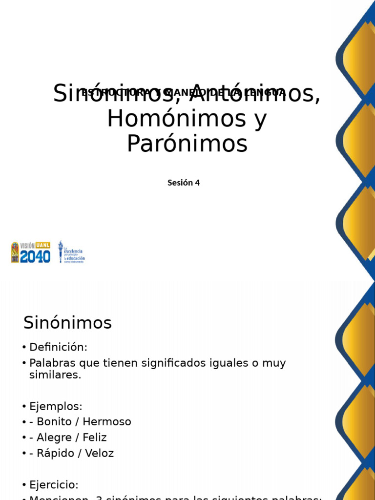 Sinonimos Antonimos Homonimos Paronimos | PDF