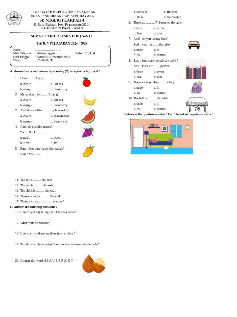 Fruits Worksheet for Grade 2 English | PDF | Fruit | Edible Fruits