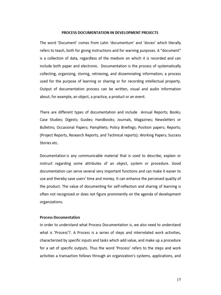 Process Documentation in Development Projects | PDF