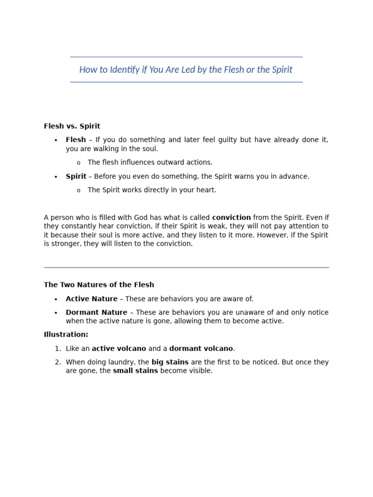 Flesh vs. Spirit: A Guide to Transformation | PDF | Prayer | Jesus