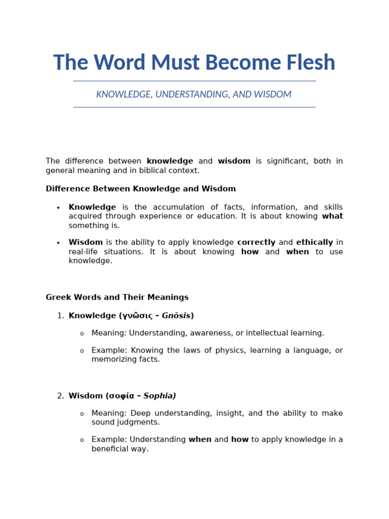 Knowledge and Wisdom | PDF | Wisdom | Knowledge