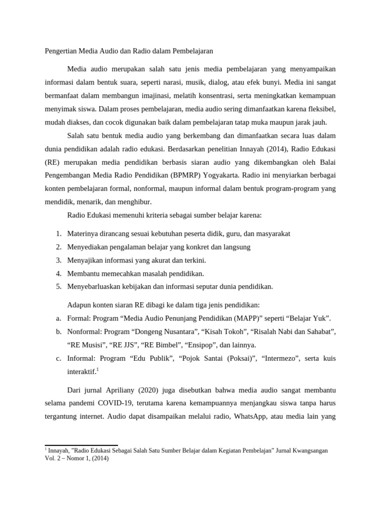 Media Audio dan Radio dalam Pembelajaran | PDF