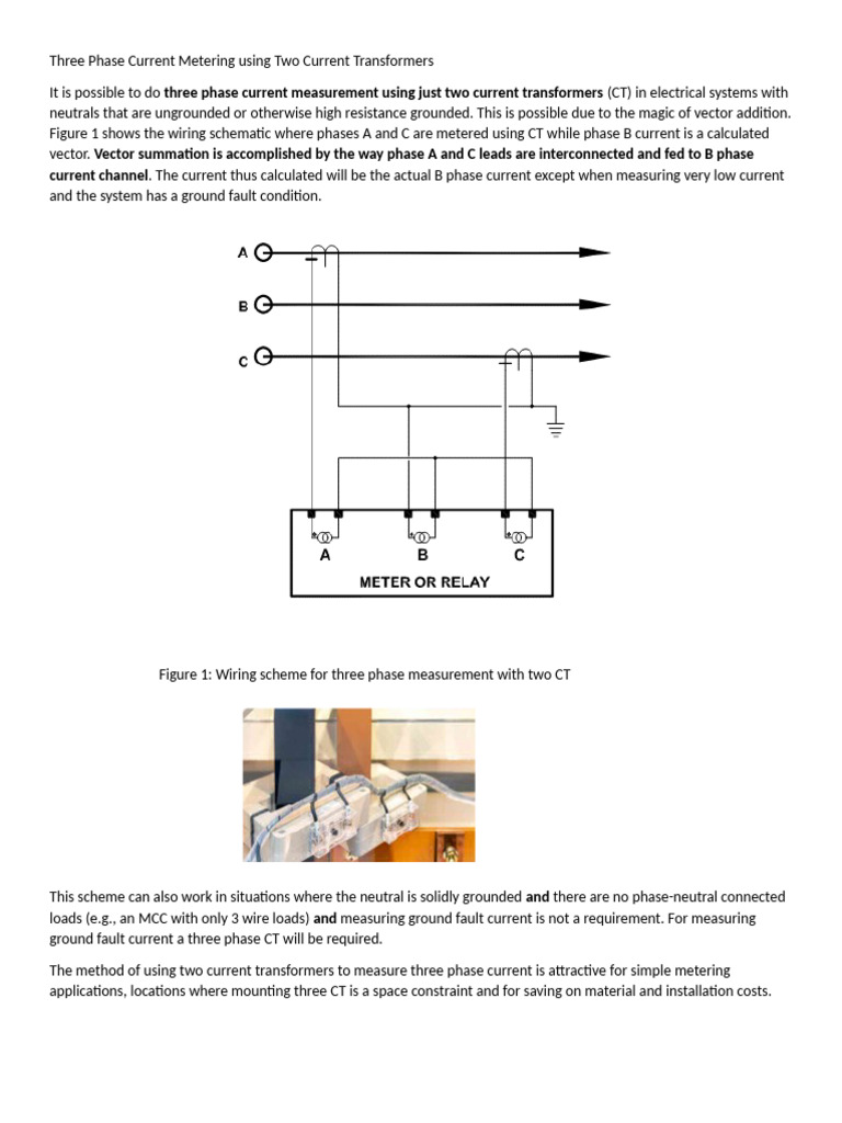 Three-Phase Metering with Two CTs | PDF