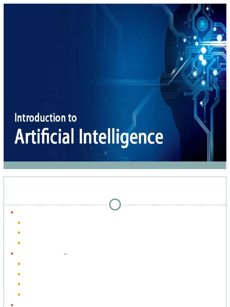 Chapter - 1 Introduction To AI | PDF | Intelligence (AI) & Semantics | Artificial Intelligence