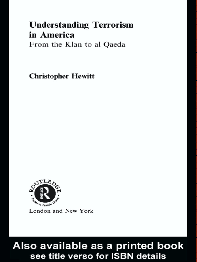 Book - UNDERSTANDING TERRORISM IN AMERICA | PDF | Far Right Politics ...