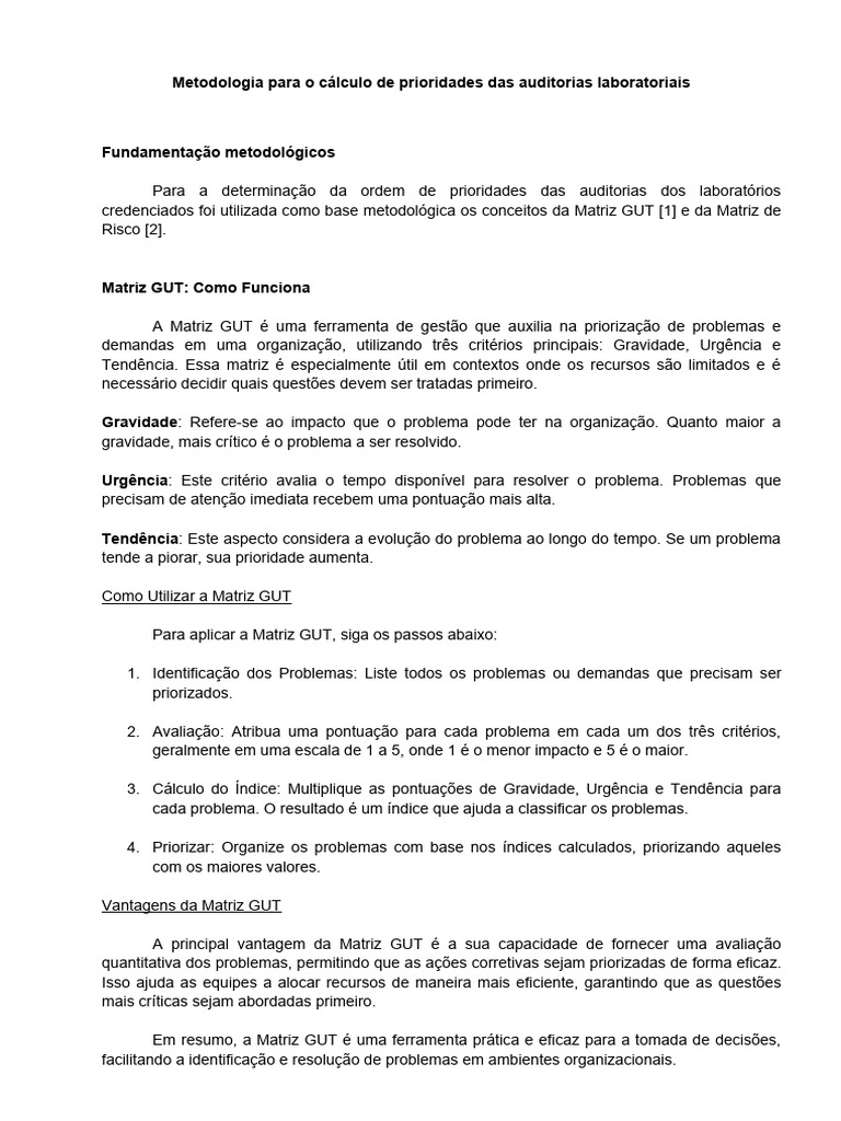 Prioridades em Auditorias Laboratoriais | PDF | Avaliação de risco ...