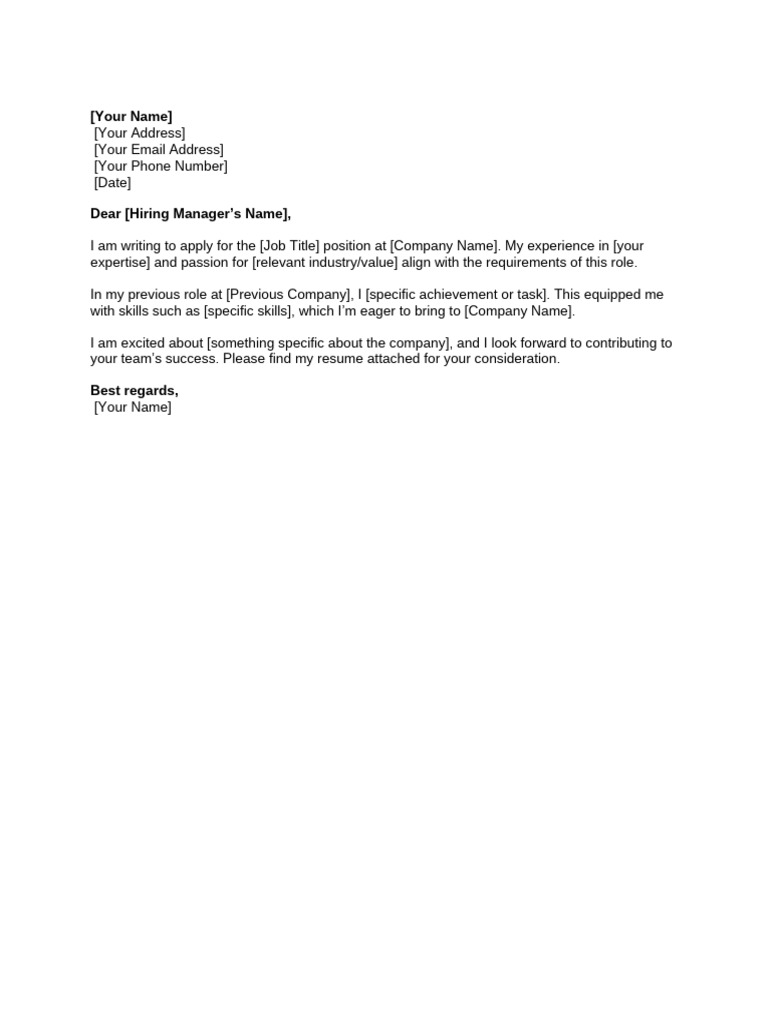 Job Application Cover Letter Template | PDF