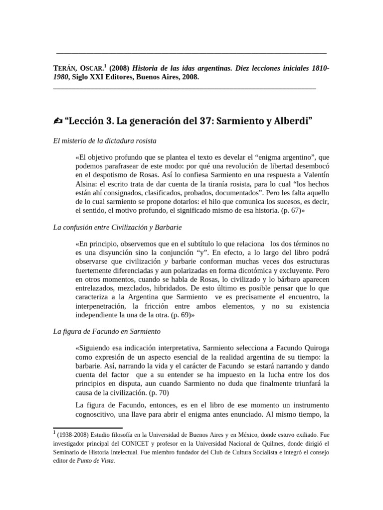 TERÁN, OSCAR - Historia de Las Ideas Argentinas | PDF | Nación | Buenos Aires