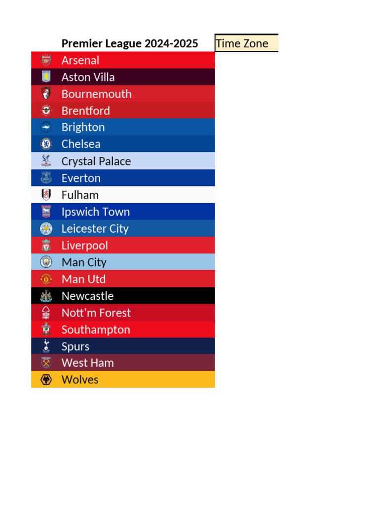 EPL 2024/25 Fixture Schedule | PDF | Chelsea F.C. | West Ham United F.C.