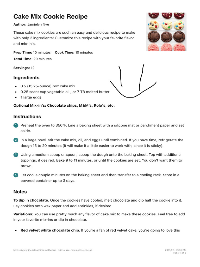 Cake Mix Cookie Recipe - I Heart Naptime | PDF | Cakes | Baking