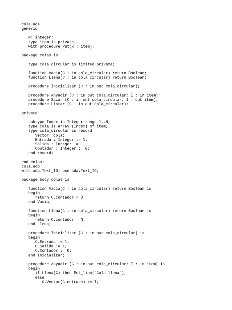 Circular Queue Implementation in Ada | PDF | Boolean Data Type | Computer Programming