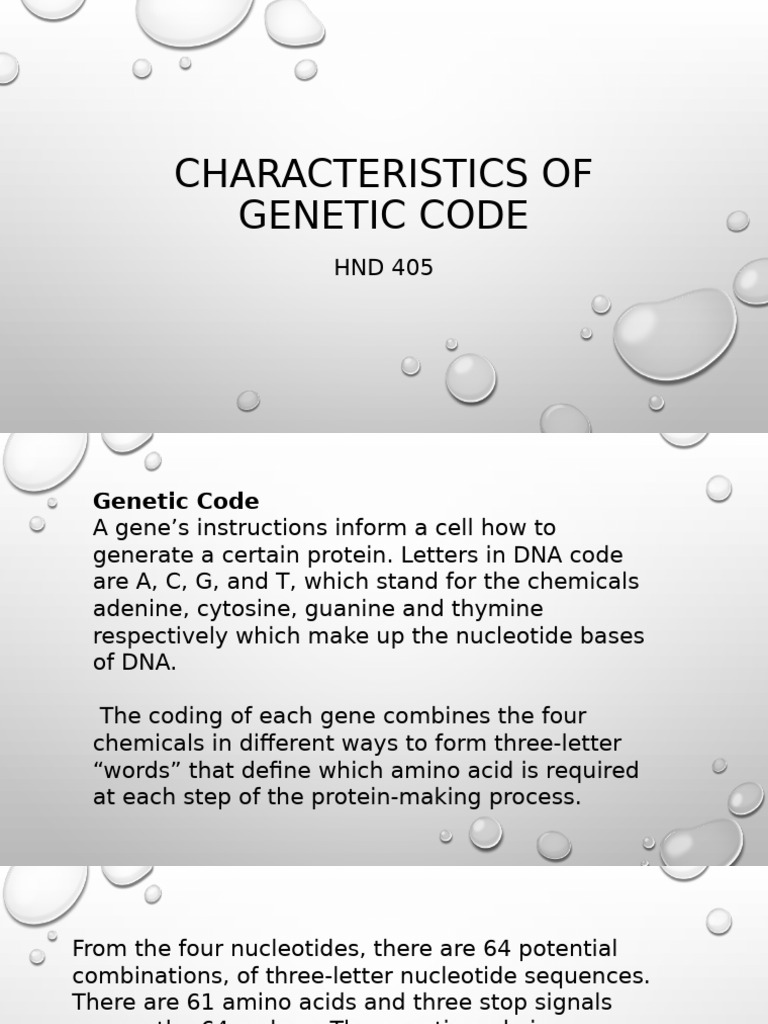 Characteristics of Genetic Code | PDF | Genetic Code | Genetics