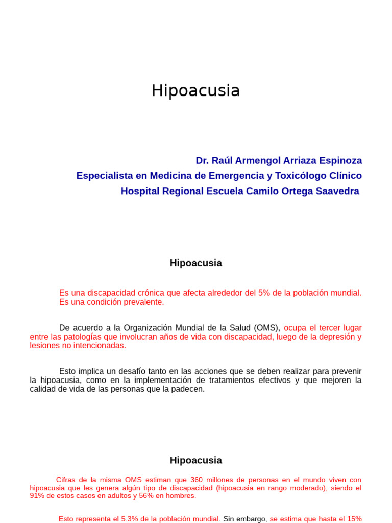 Hipoacusia: Causas y Tratamientos | PDF | Escuchando | Oído
