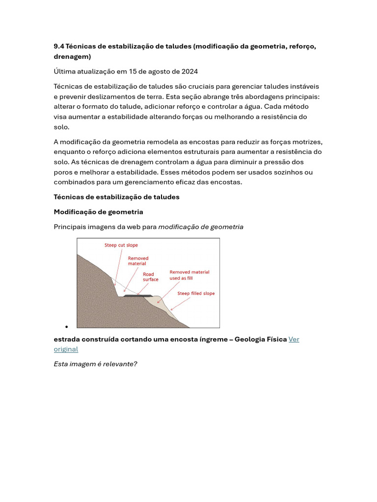 Técnicas de Estabilização de Taludes | PDF | Solo | Falha (Geologia)