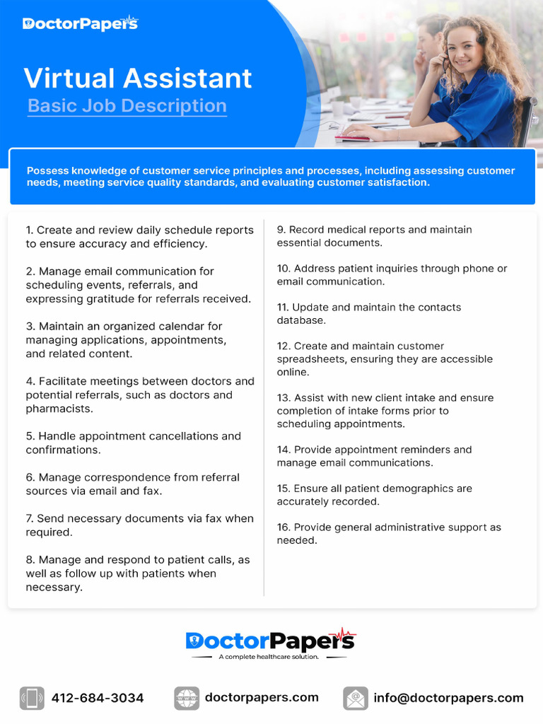 Virtual Assistant - Job Description - DoctorPapers | PDF