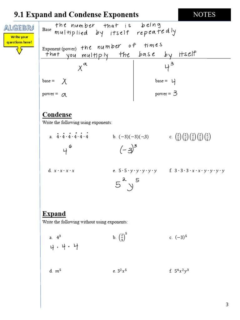 Unit 4_ Part 1 Packet - Exponent Rules 2 | PDF | Exponentiation ...