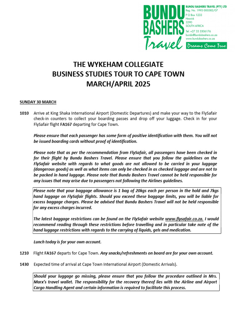 Final Itinerary - TWC BS 2025 | PDF | Baggage