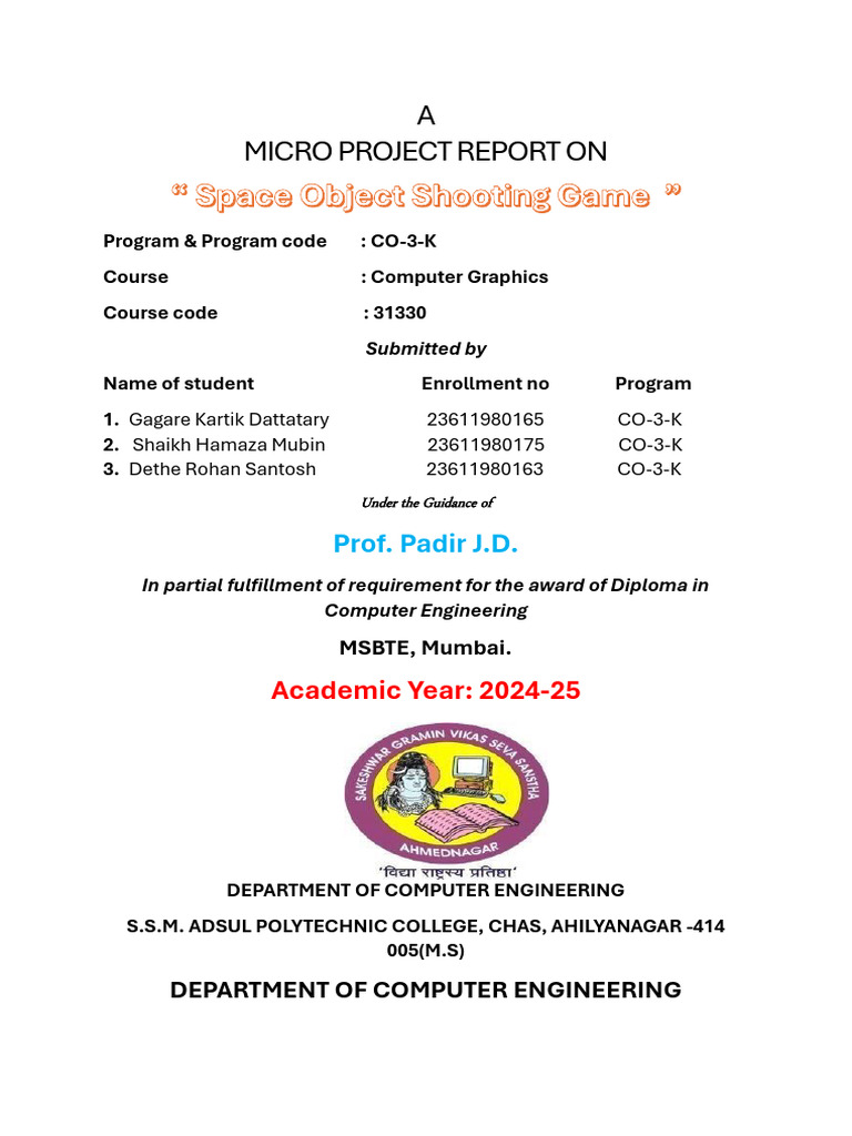 C Graphics Space Shooting Game Report | PDF | Computer Program ...