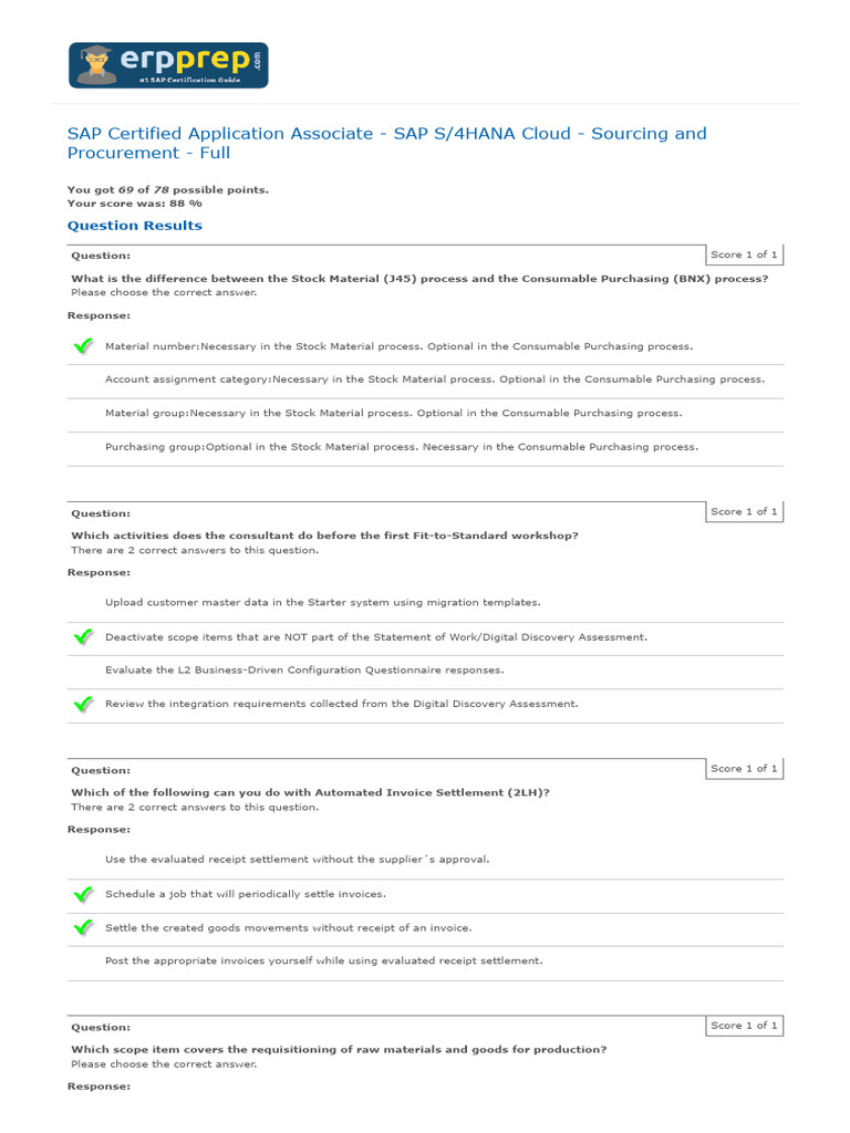 SAP Certified Application Associate - SAP S_4HANA Cloud - Sourcing and Procurement - Full ...