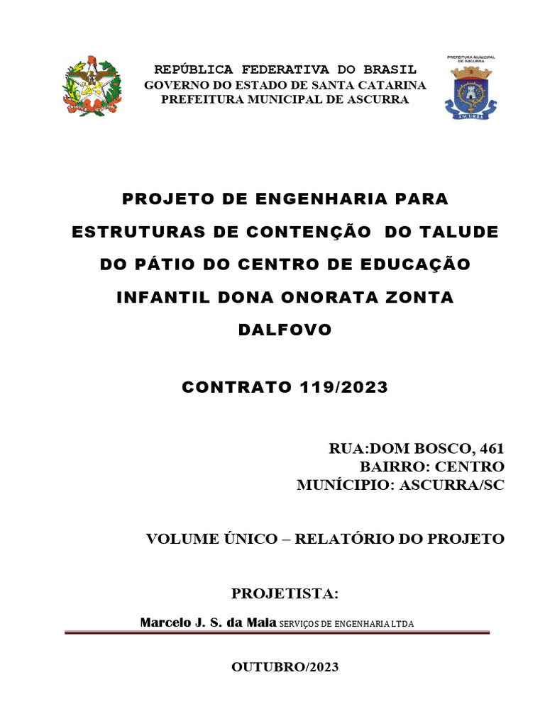 Contenção de Talude no CEI Dona Onorata | PDF | Topografia | Geociências