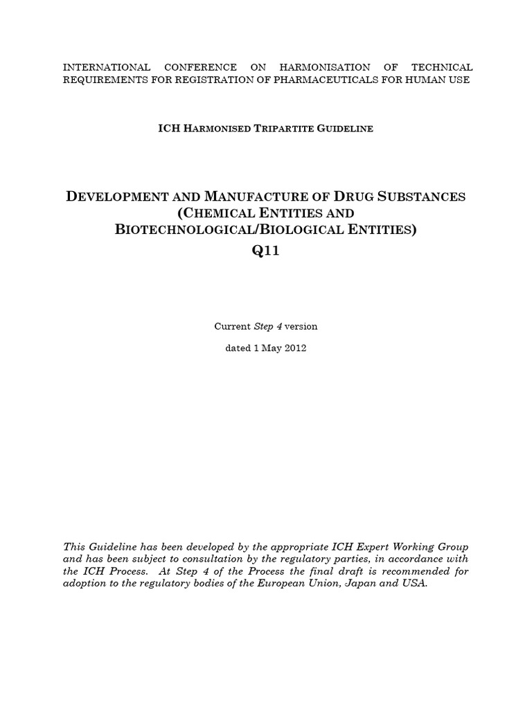 ICH Q11: Drug Substance Development Guidelines | PDF | Pharmaceutical Drug | Biology