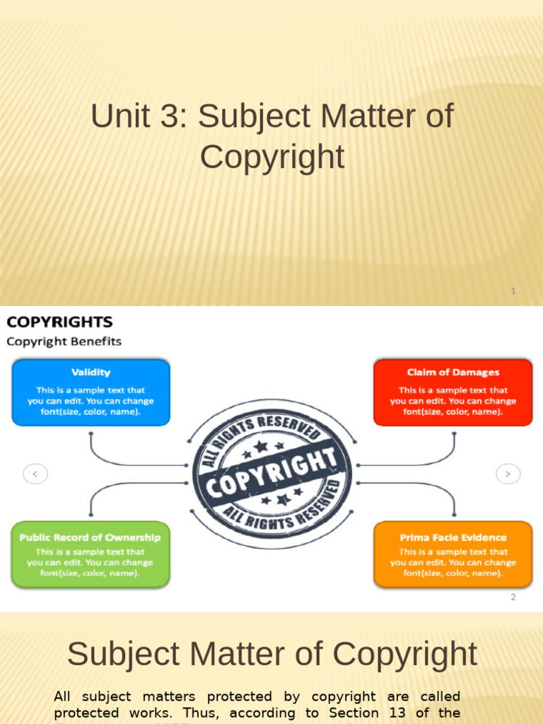 Copyright Subject Matter Overview | PDF | Derivative Work | Copyright ...