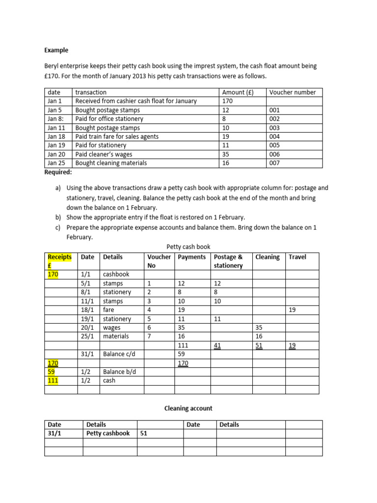 Example and Exercise 1 and 2 | PDF | Cash | Receipt