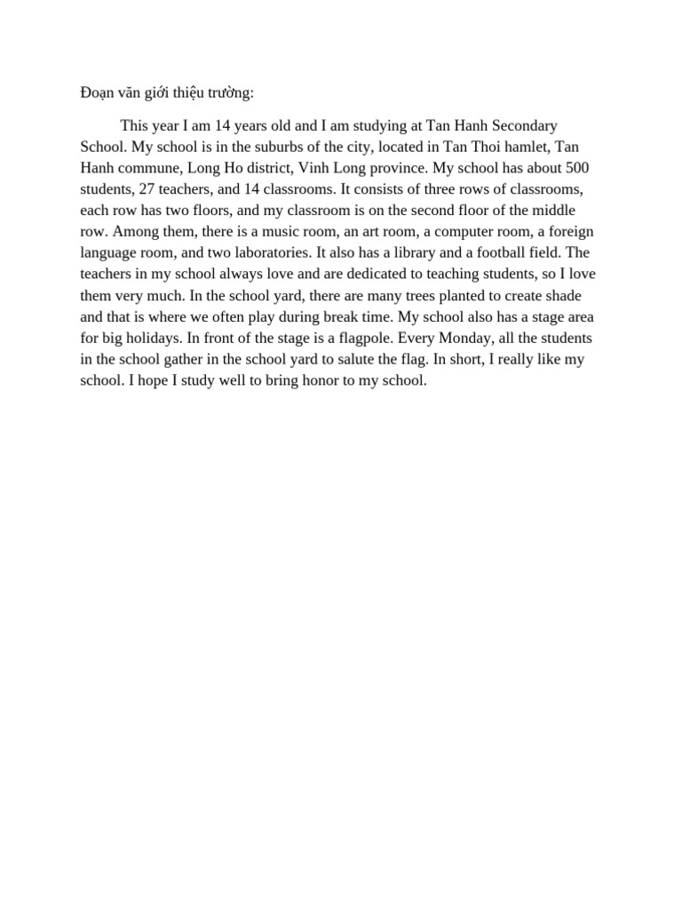 Overview of Tan Hanh Secondary School | PDF