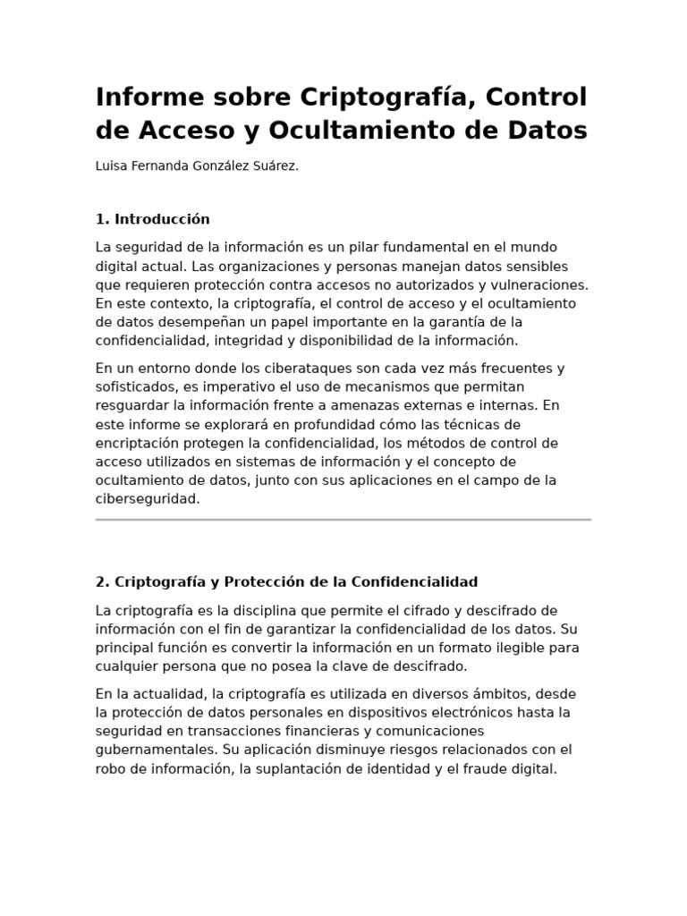 Informe sobre Criptografía | PDF | Cifrado | La seguridad informática