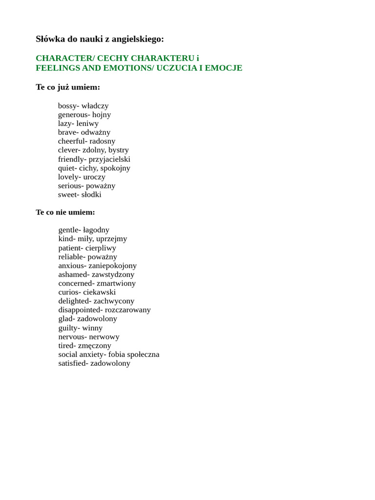 CHARACTER CECHY CHARAKTERU I | PDF