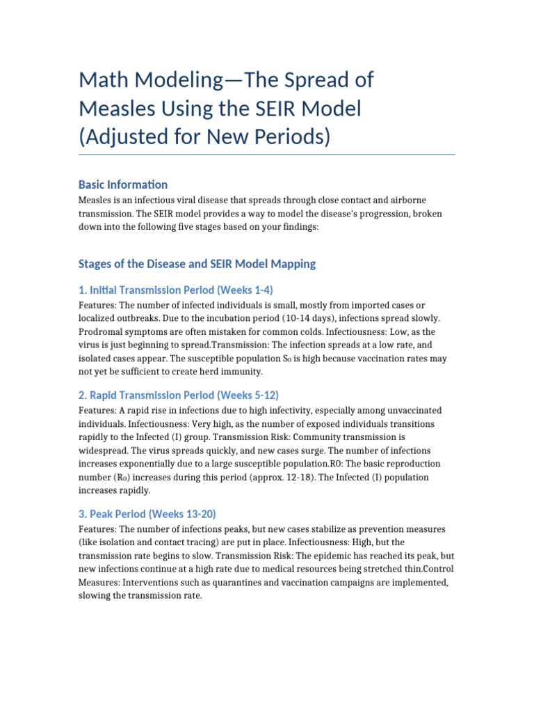 Corrected Seir Model Spread Of Measles Pdf Infection Measles