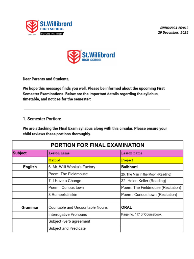 Final Exam Portion - STD 5 (24-25) | PDF | Subject (Grammar) | Transport