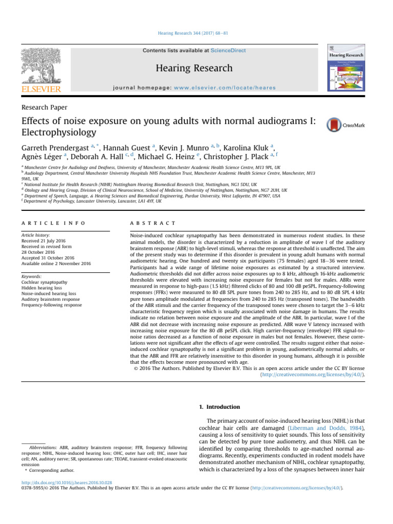 Noise Exposure Effects on Young Adults | PDF | Hearing Loss | Noise