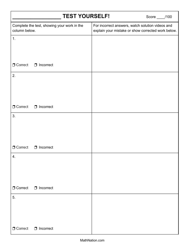 MathNation Test Self-Assessment Guide | PDF