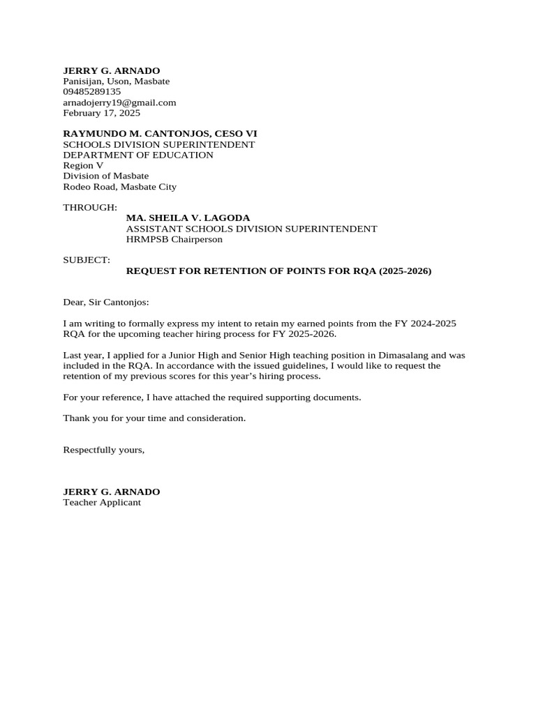 Sample Intent Letter | PDF