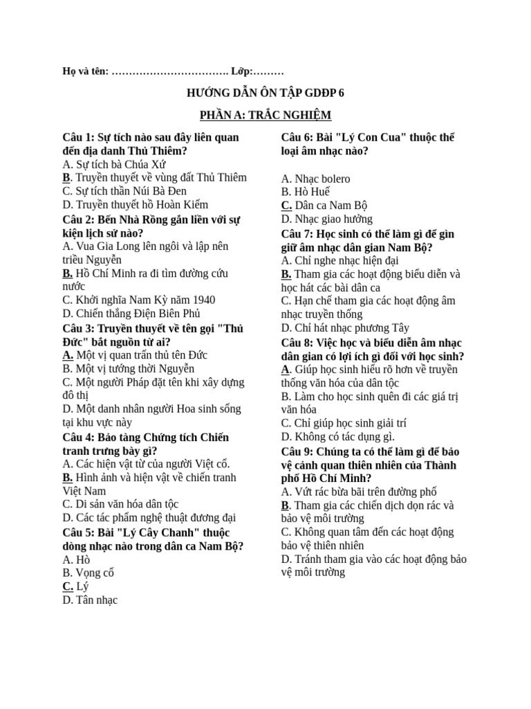 GDĐP 6 - CUỐI HK2 | PDF