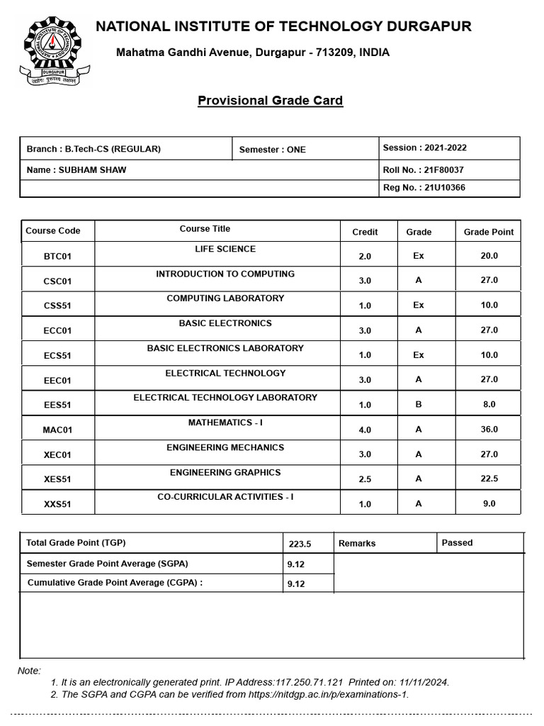 GradeCardBtecprint Merged | PDF | Computer Programming | Computer Engineering