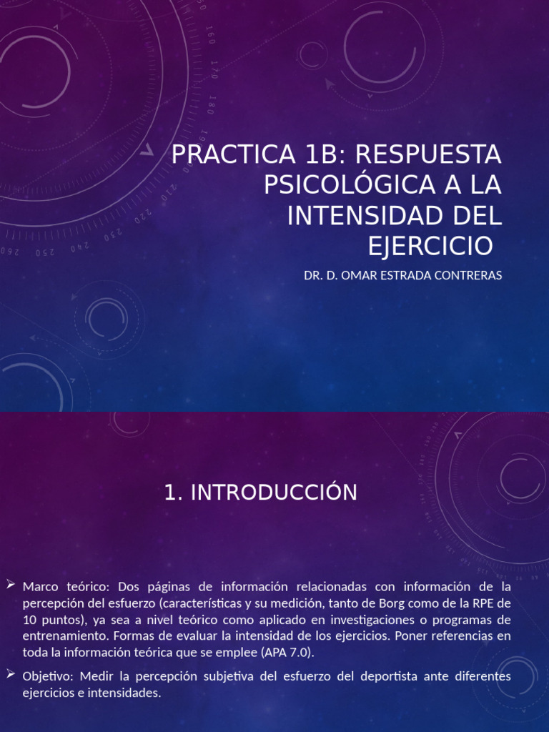 Presentacion Practica Resp Psic A La Inten Del Ejerc Informe | PDF | Percepción | Sicología