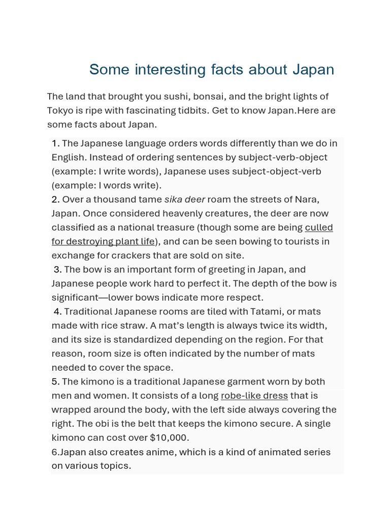 Fascinating Facts About Japan | PDF